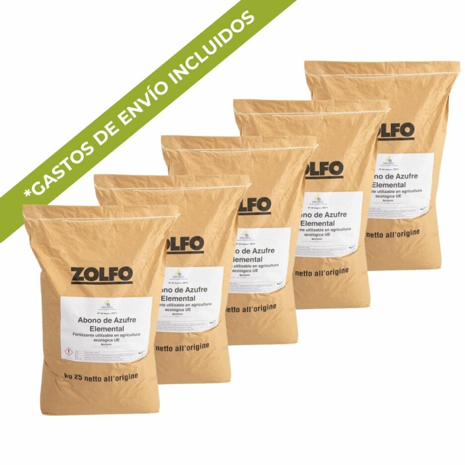 Azufre mineral elemental 25kg, ecológico, fino y adherente